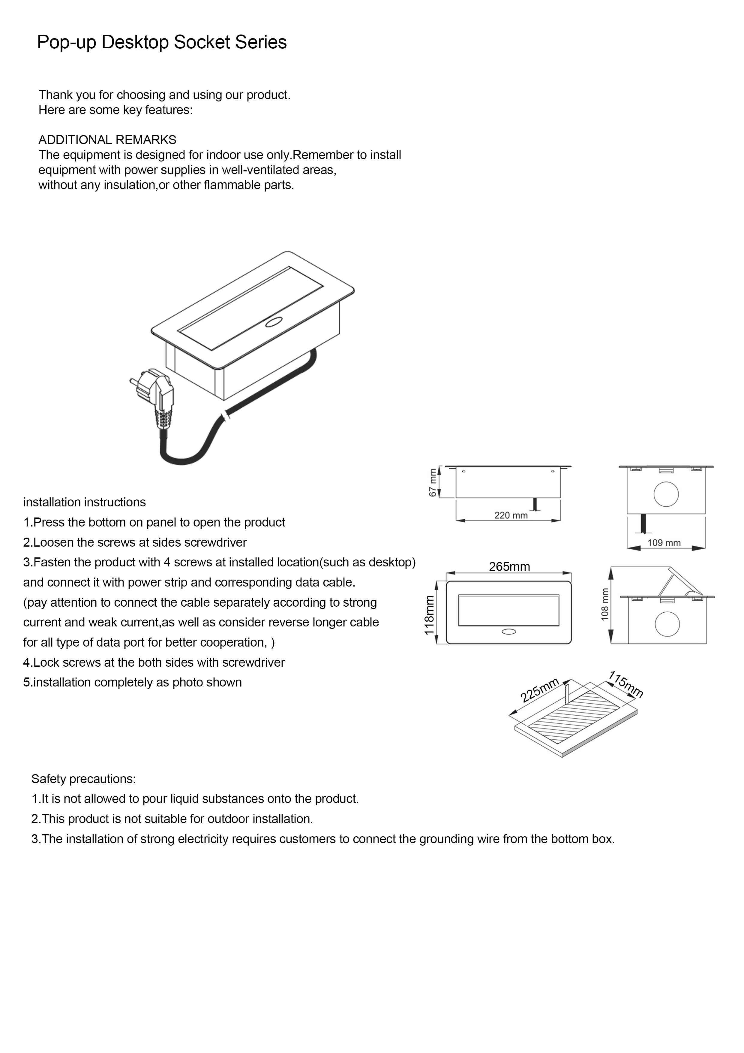 2 Universal Outlet Modular Combined Rectangular Pop up Outlet