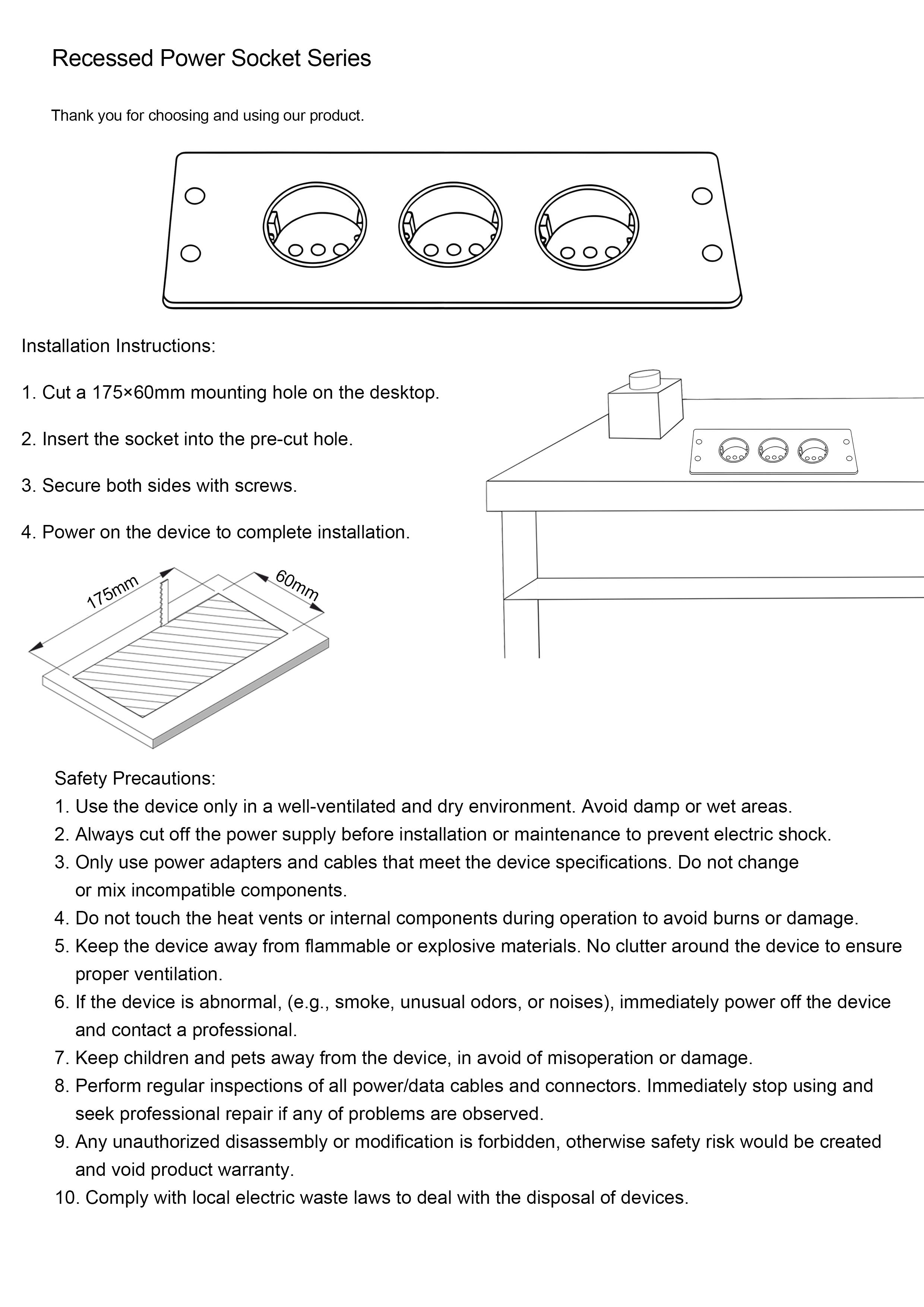 Recessed Power Socket